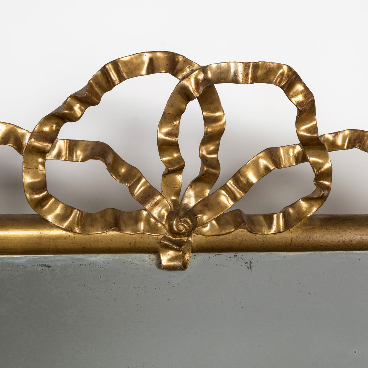 Large 19th C Antique Mirror with Bow Crest | Wildschut Antiques