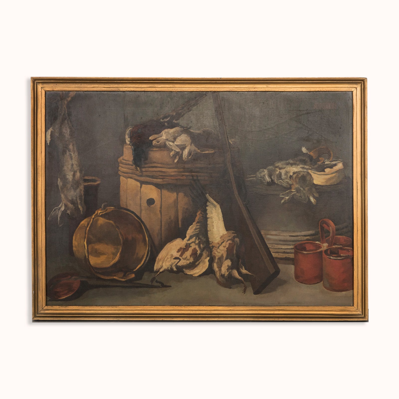 Mid Century Hunting Still Life Oil Painting | Wildschut Antiques