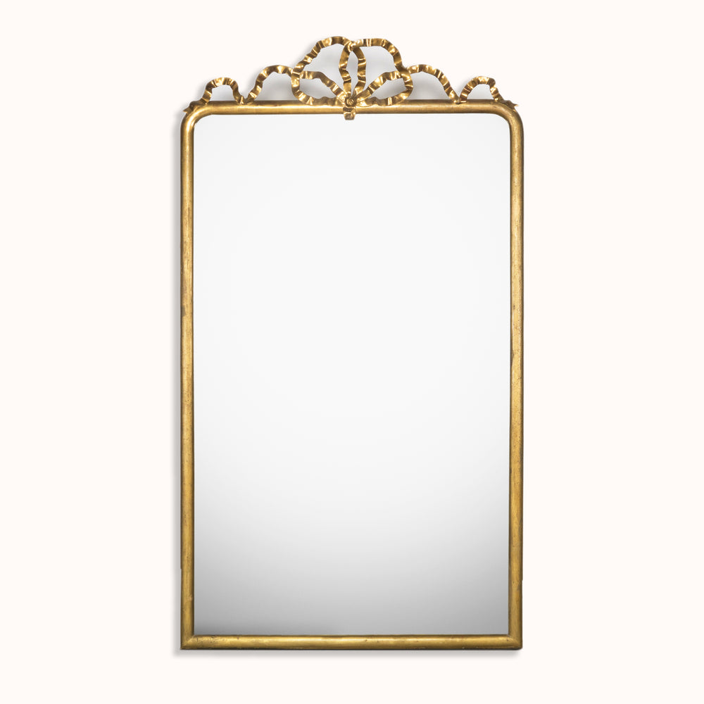 Large 19th C Antique Mirror with Bow Crest | Wildschut Antiques